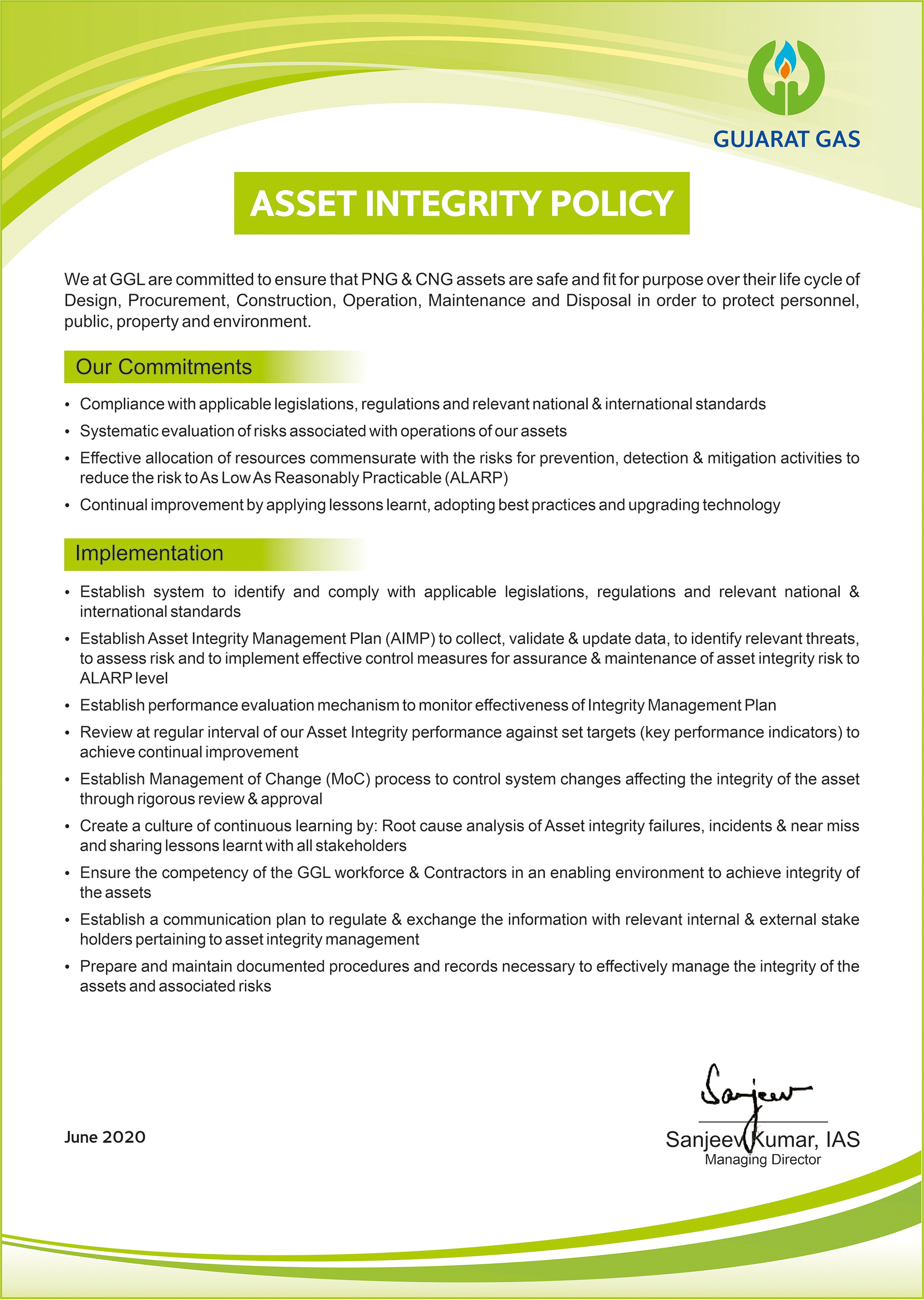 Gujarat Gas | Asset Integrity Policy